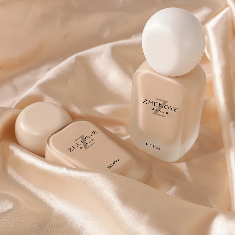 Empty Frosted Glass Press Pump Head Liquid Foundation Bottle with Pump ...