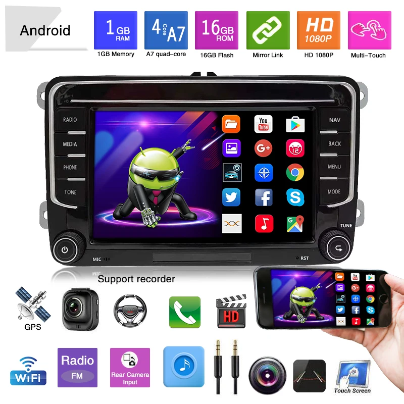 Grandnavi 2din 7inch Wireless Carplay for Volkswagen Cars