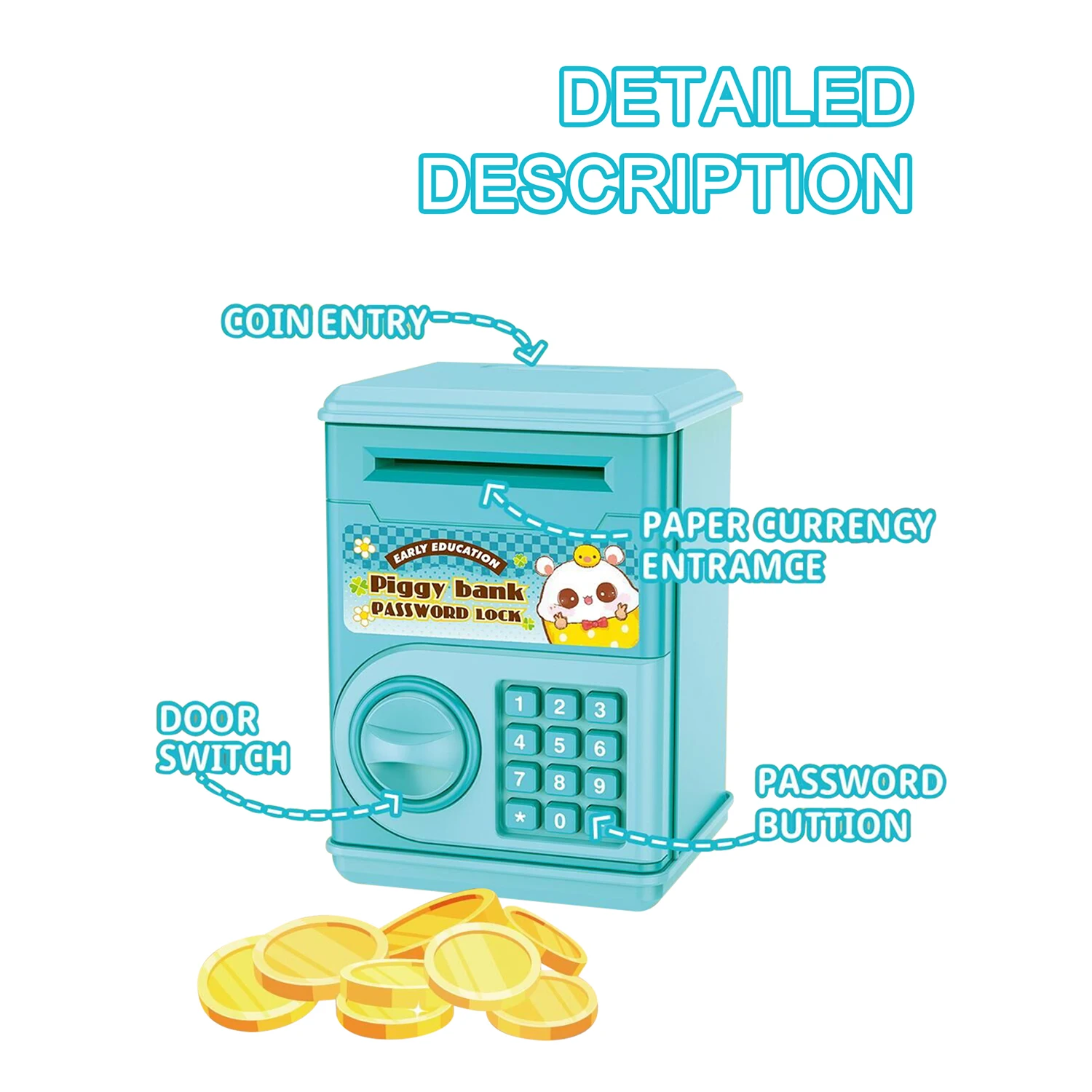 Plastic Mini ATM Money Saving Piggy Bank Toy Box Coin Bank for Kids ...