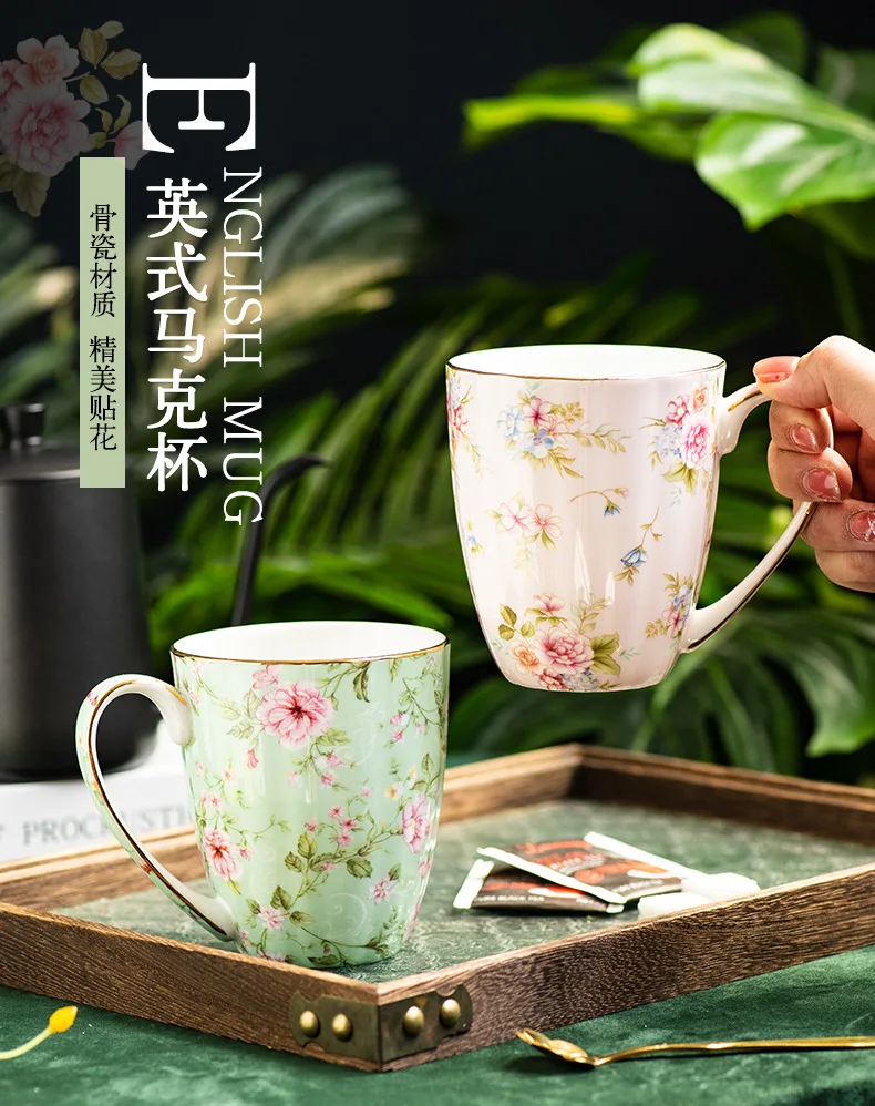 Retro British Ceramic Bone China Creative Light Luxury Water Cup Home ...