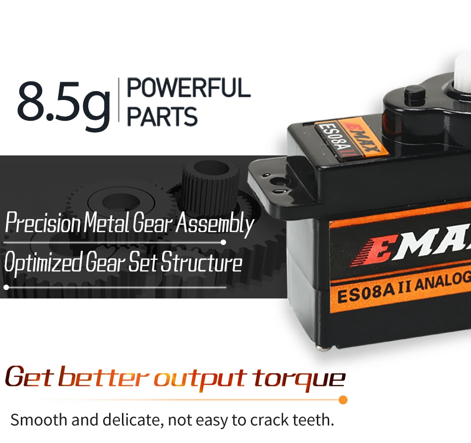 EMAX ES08A II Analog Servo - 9g Micro Servo for RC Models