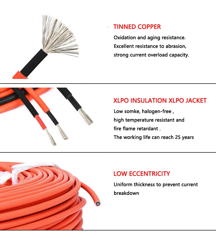Tuv Approval Xlpo Insulated Tinned Copper Solar Wire 4mm 6mm 10mm 16mm ...