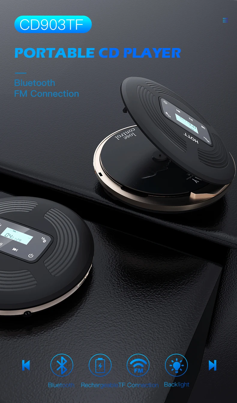 Portable Cd Player With Fm Radio & Bluetooth Connectivity