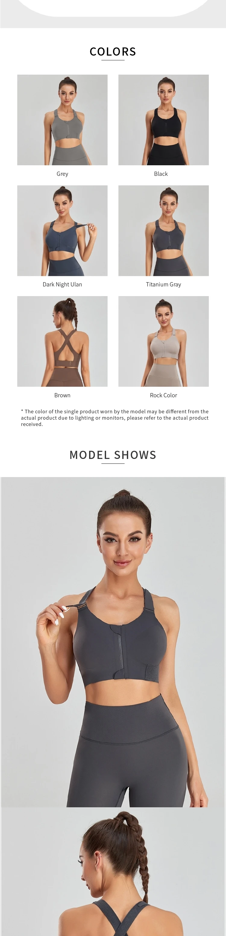 5xl Plus Size High Impact Gym Bra Zipper Yoga Bra For Women Shockproof ...