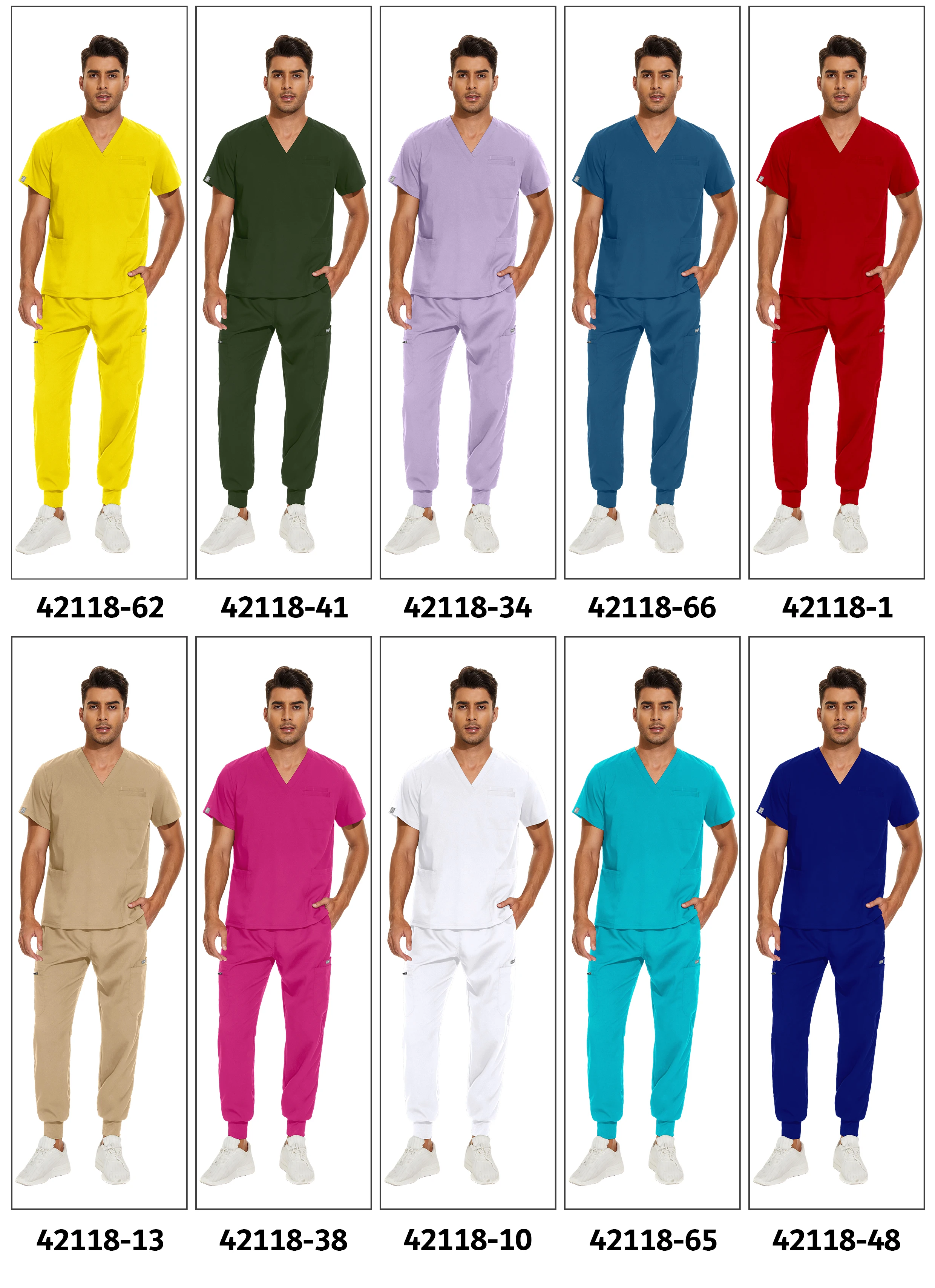 Hospital Uniform for Unisex Elastic Pockets Women Spa Uniform Medical ...