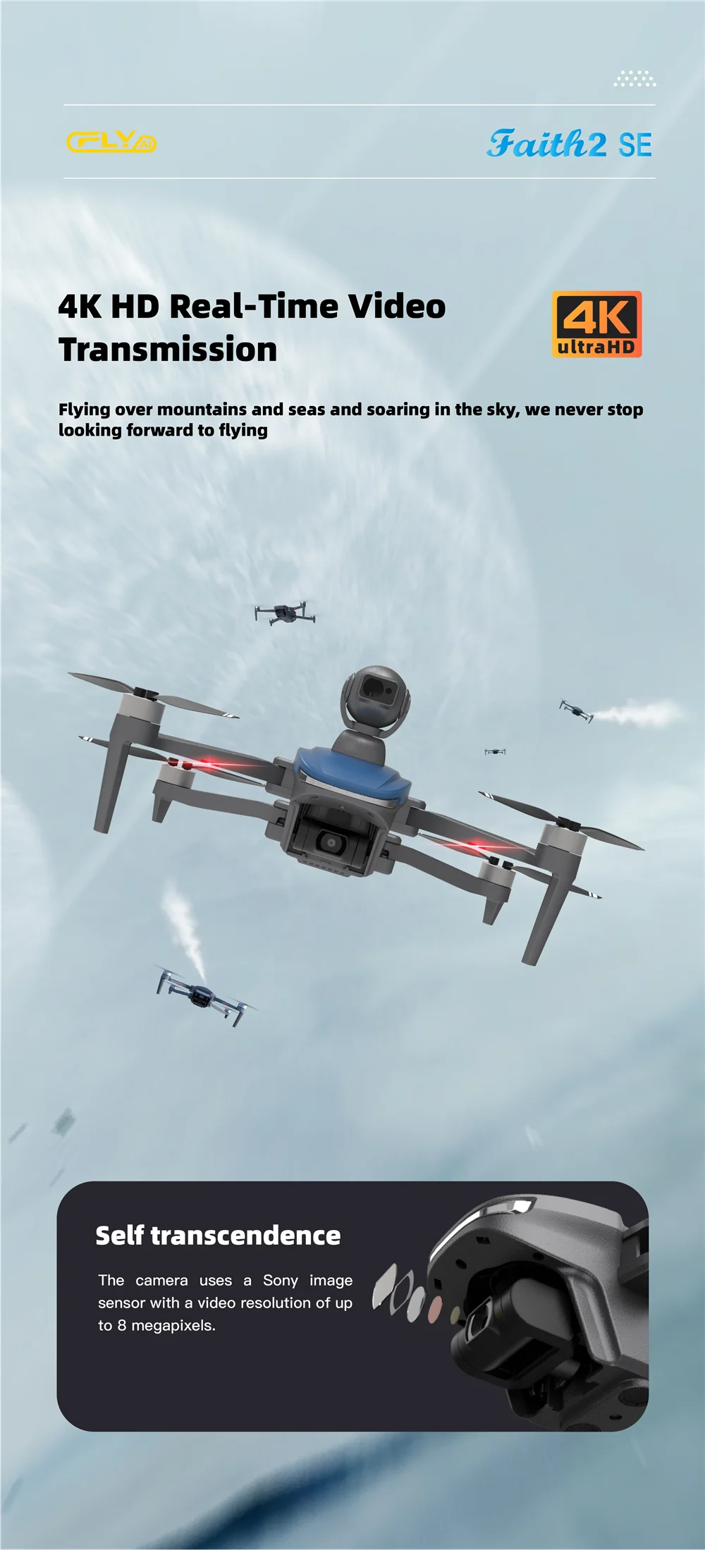 C-fly Faith 2 SE 3km Dual 4K Camera HD Drones Brushless GPS