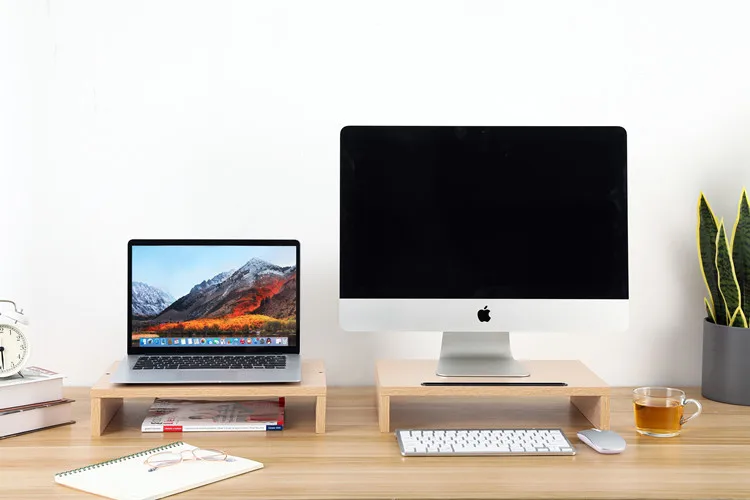 P15 2-tier Mdf Monitor Riser Stand Desk Laptop Stand For Workstation ...