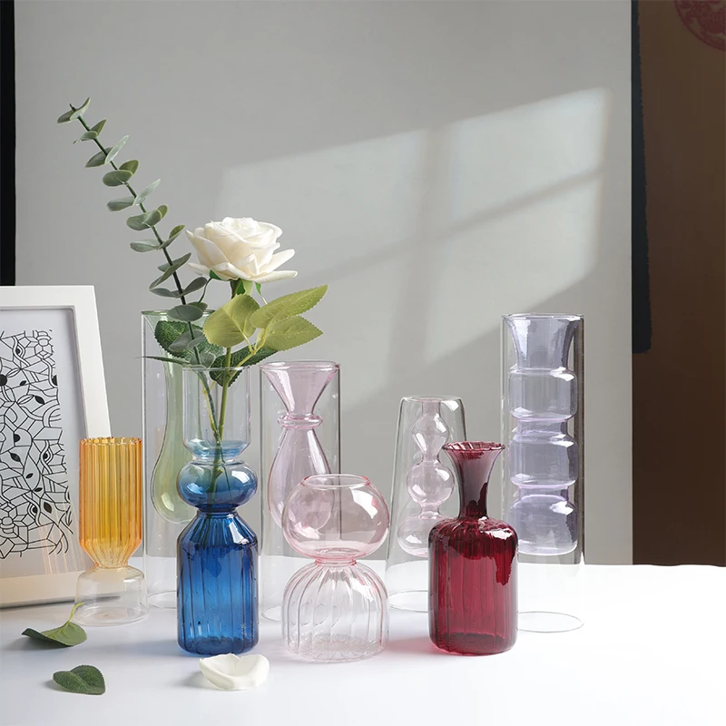 China Supplier Handmade Colored Glass Cylinder Flower Vase for Home ...