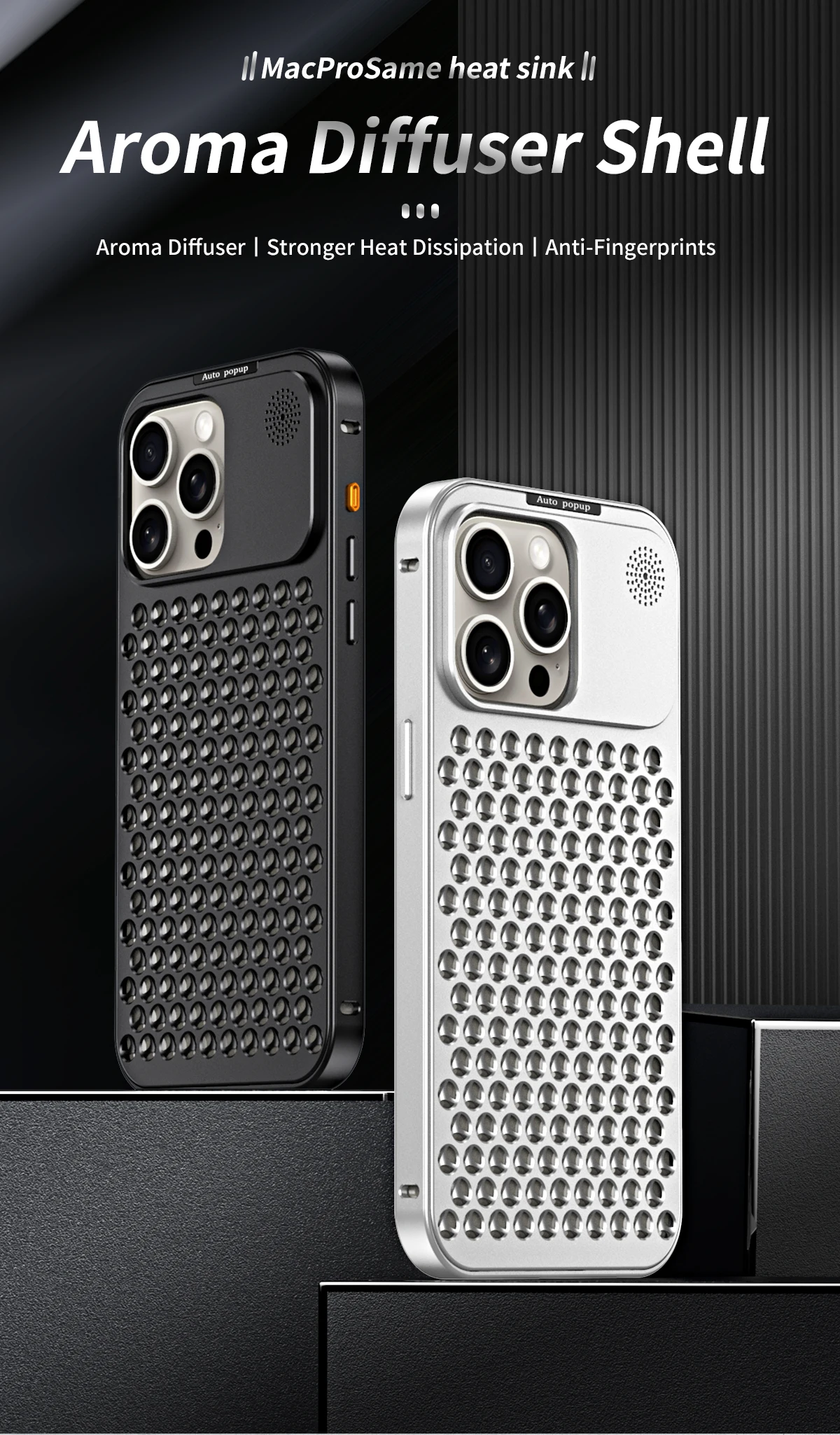 Full Metal Phone Case for iPhone 14/13 Pro, Shockproof & Anti Heat with ...