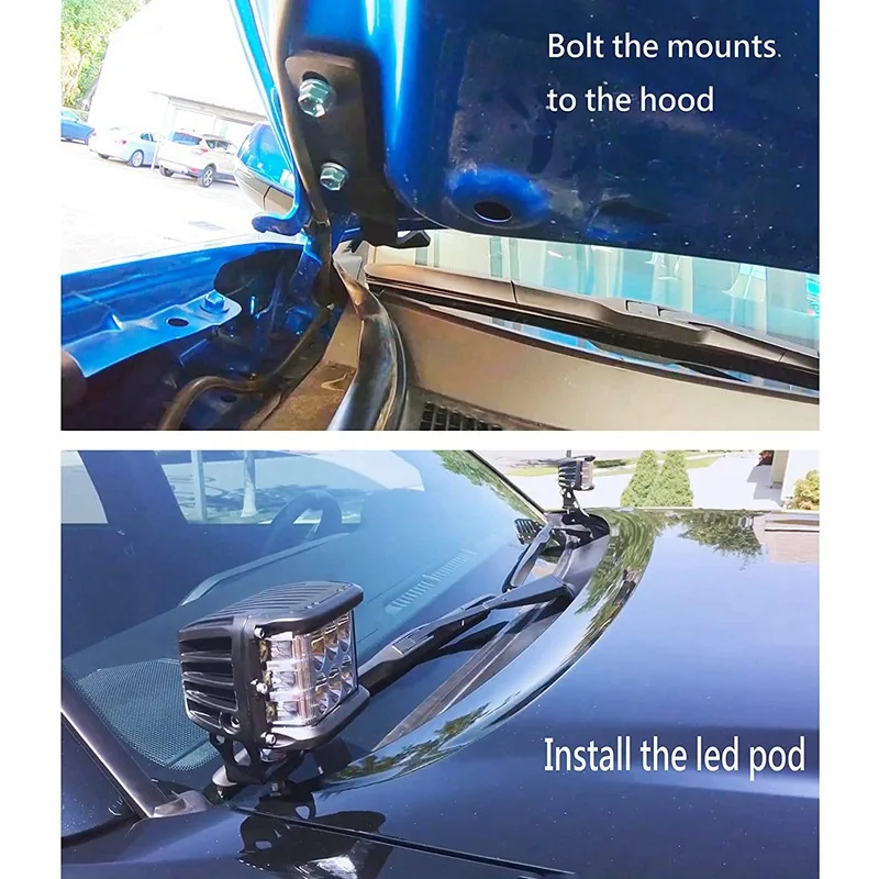 Stainless Steel Car Engine Hood Mounting Work Light Bracket A-pillar ...