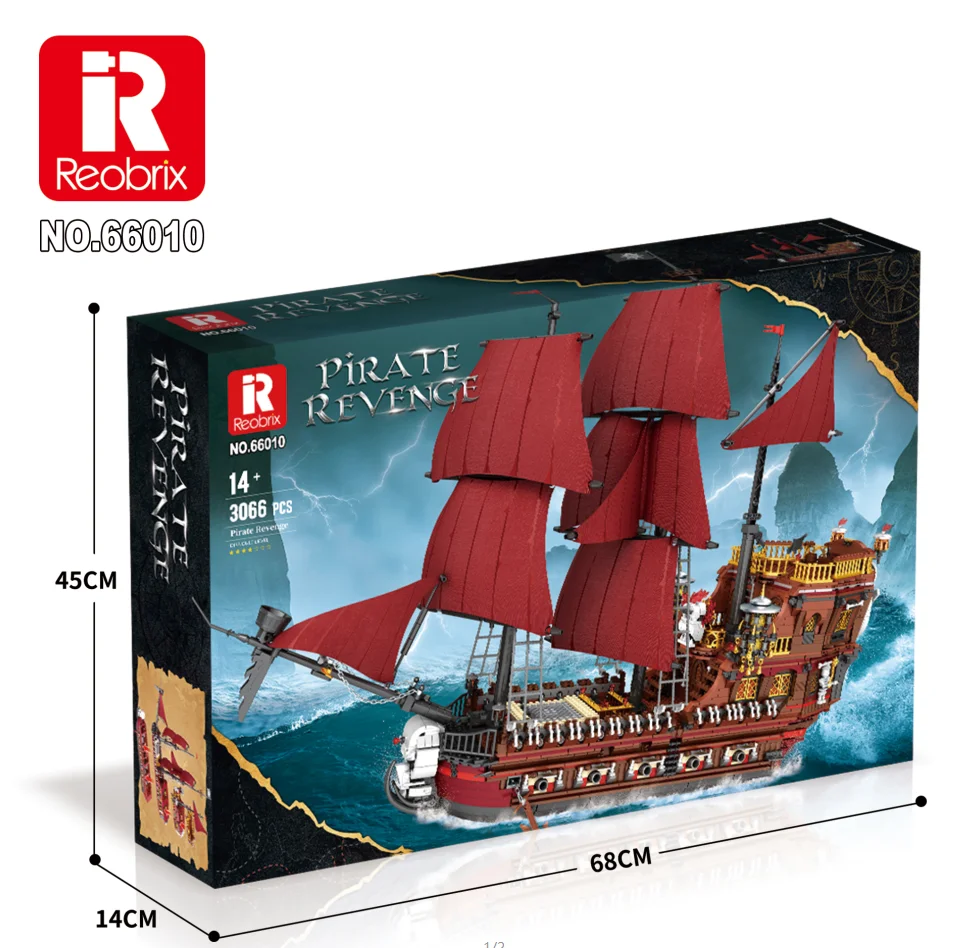 Rebrix 66010 Pirate Revenue Model Ship Queen Anne Building Block Ship ...