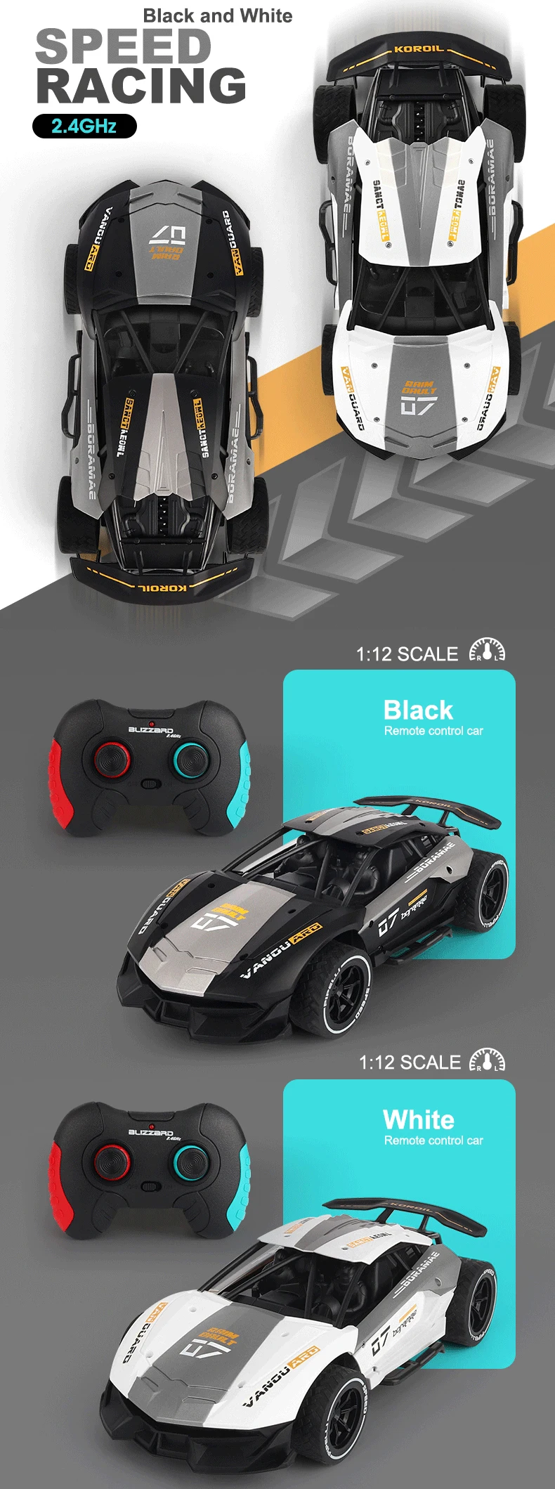 1/12 Radio Control Racing Car Toy Remote Control High Speed Drift ...