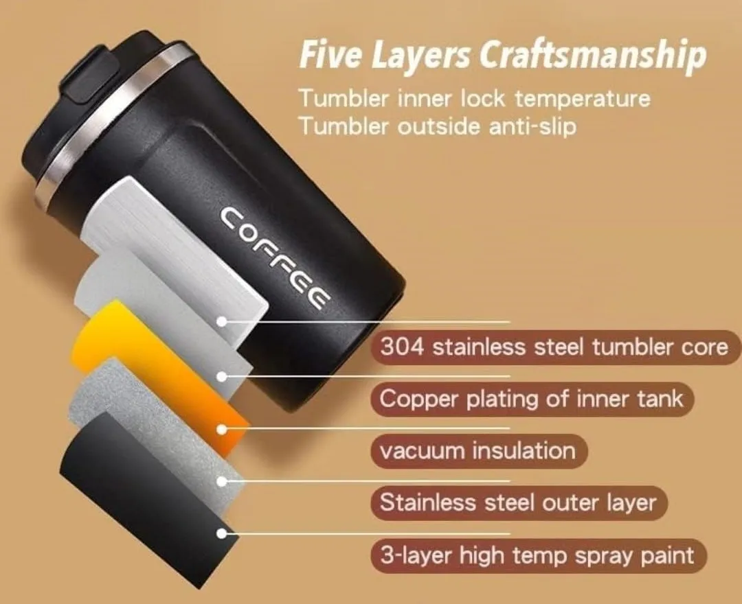 Hot Selling 380ml 510ml 304 Stainless Steel Smart Led Temperature Display Travel Vacuum Coffee ...