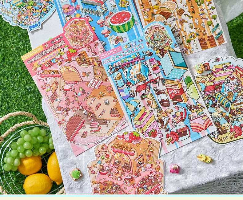3pcs/pack 2.5D Scenic Stickers - DIY Fun for Barbecue & More