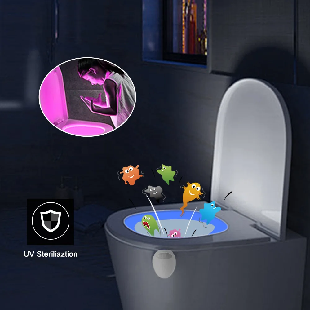 Rechargeable 16 Rgb Colors Motion Induction Bathroom Built-in Pir ...