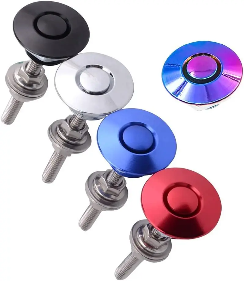 1 Set Universal Push Button Quick Release Hood Bonnet Lock Clip Latch ...