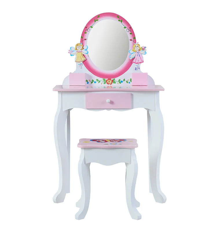 Princess Make up Kids Wooden Dressing Vanity Table for Girls