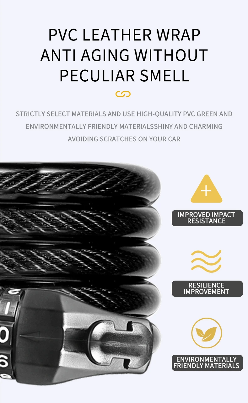 Bike Cable Lock MTB Road Bike Anti-theft Safety Password Bicycle Locks ...