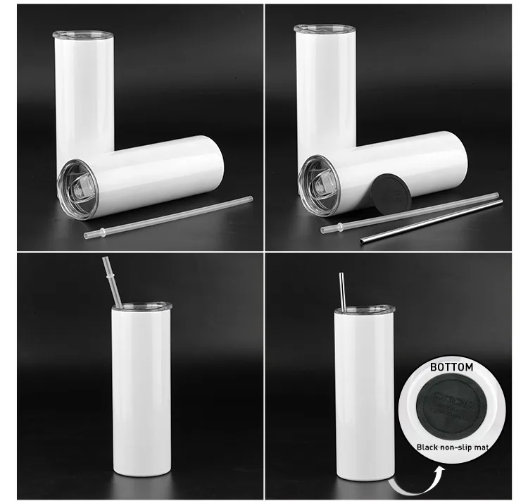 Wholesale Sublimation 15oz 20oz 30oz DIY Custom Skinny Straight Blank Tumbler Cup Stainless ...