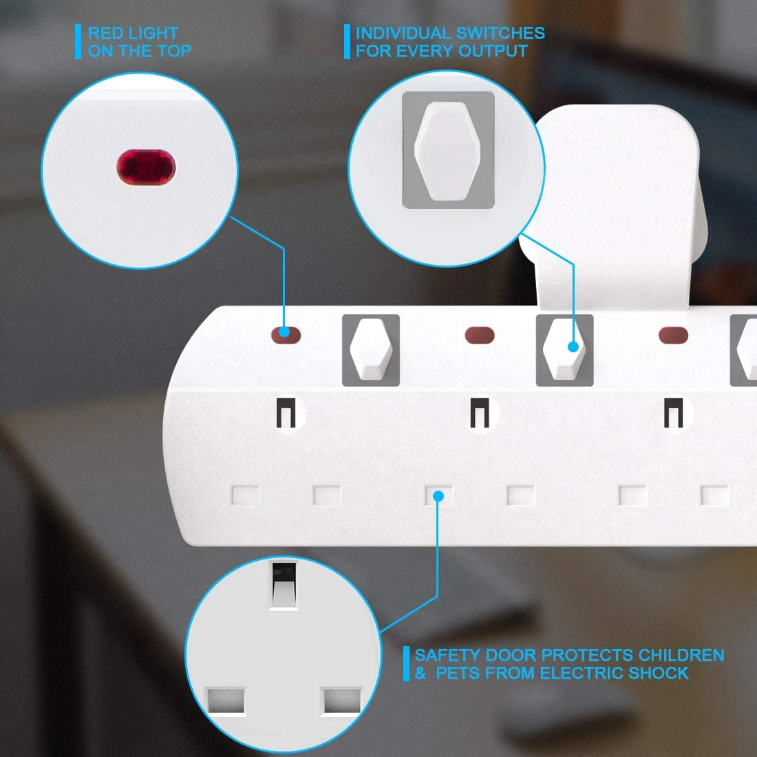 2 Way Double Plug Adapter - UK 3 Pin Socket Extensions 250V 13 Amp ...