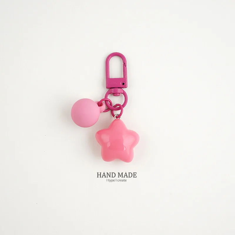 Cute Pentagram Star Resin Bag Charm Keychain Heart Keyring for Girls Backpack Headphone Case ...
