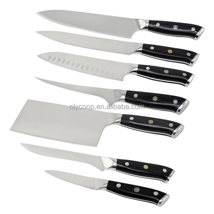 Stainless Steel Kitchen Knife Set - Unique Metal Handle