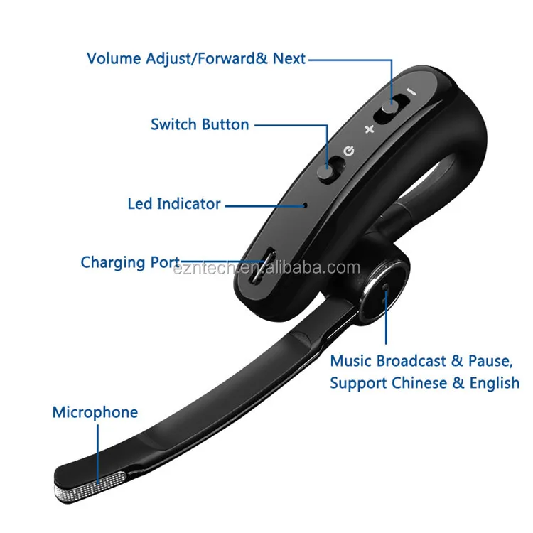 Csr Chipset V8s Wireless Bt Headset Earphone Business Handfree Single ...