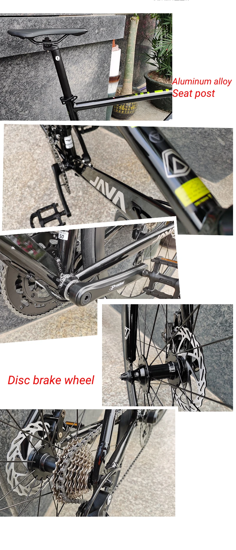 Aluminum 18 Speed Road Bike with Disc Brake & 700c Wheels