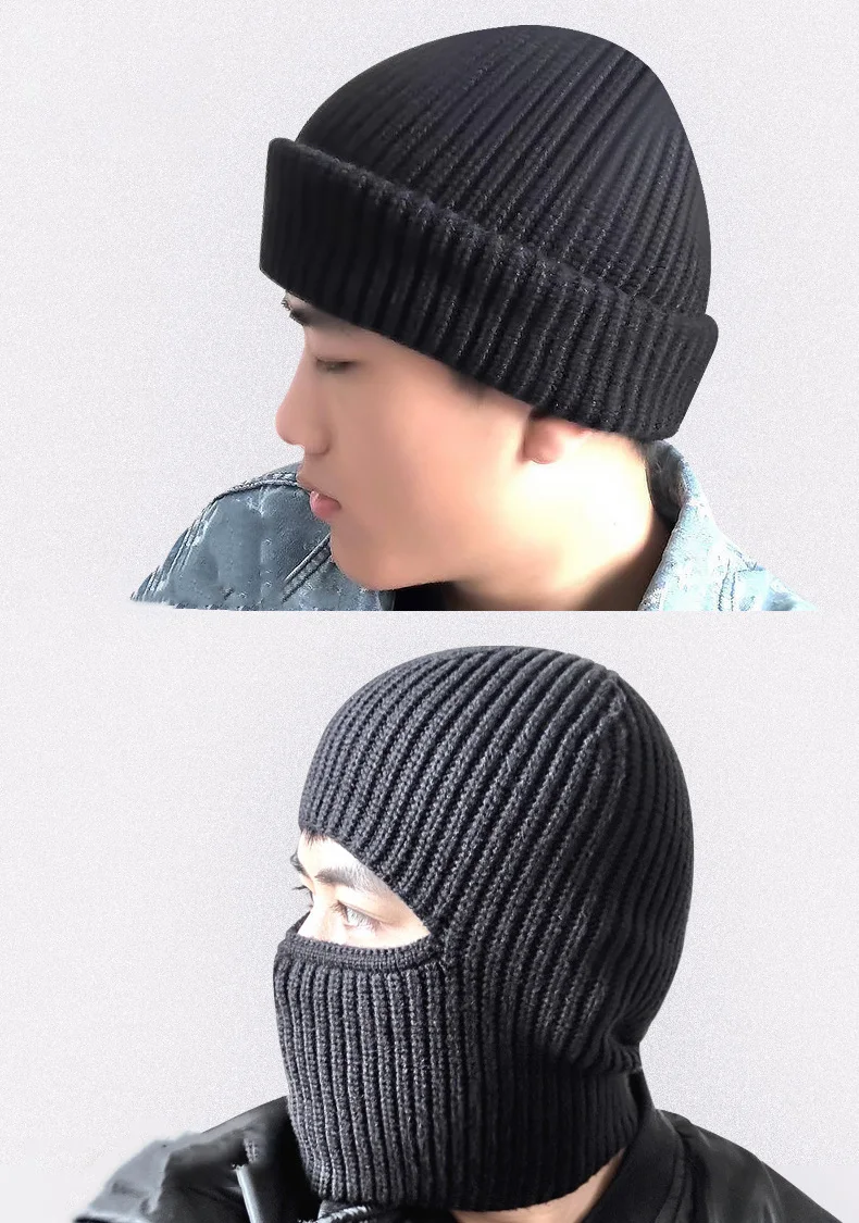 2 in 1 Thermal Balaclava Personalizada Cuff Brim Beanie