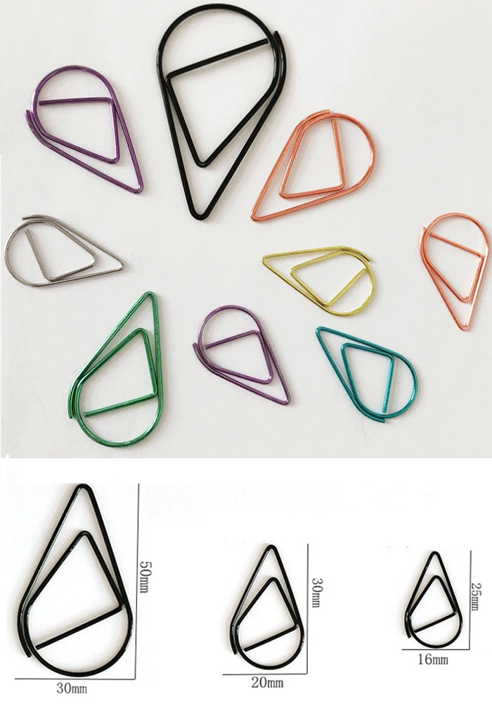 Colorful Metal Paper Clips Cute Water Drop Bookmark Paperclip - Buy ...