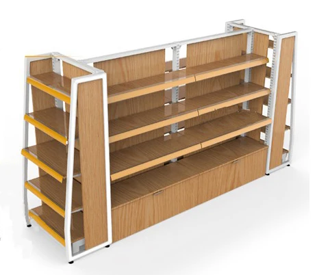 Customized Steel and Wood Shelves - Supermarket Display Racks