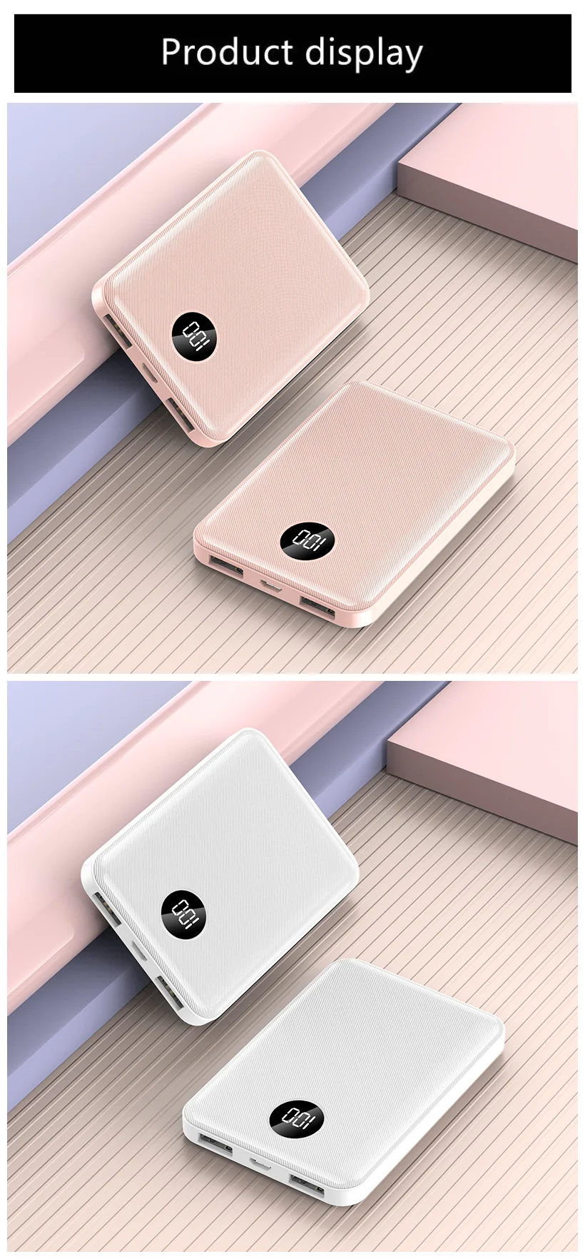 Mini 5000mah Power Bank,Digital Universal 10000mah Capacity Ultra-thin ...