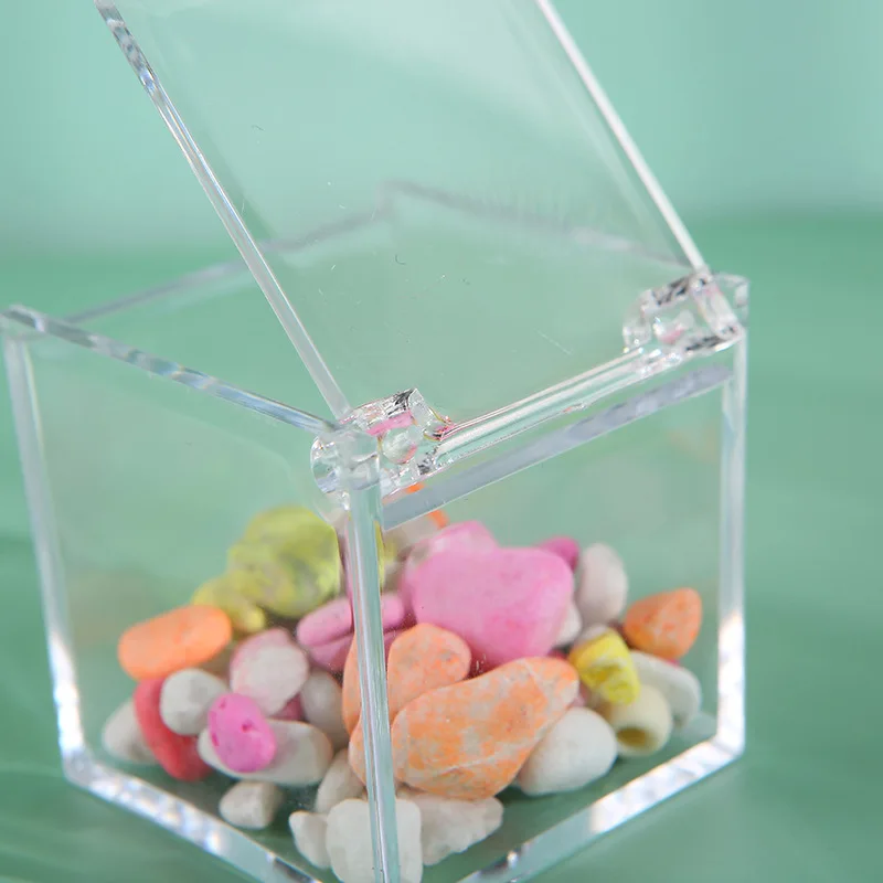 Square Clear Acrylic Case Acryl Candy Cube Box For Packing Wedding ...