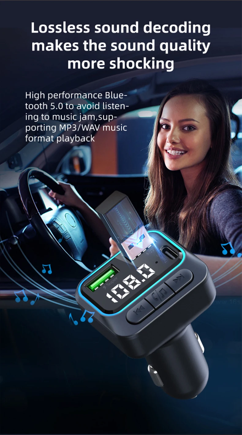 Car Wireless Bluetooth Fm Transmitter Radio Receiver Mp3 Audio Music ...