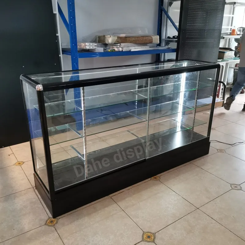Frameless Glass Cabinet Showcases Display Showcase Tower case Sliding ...