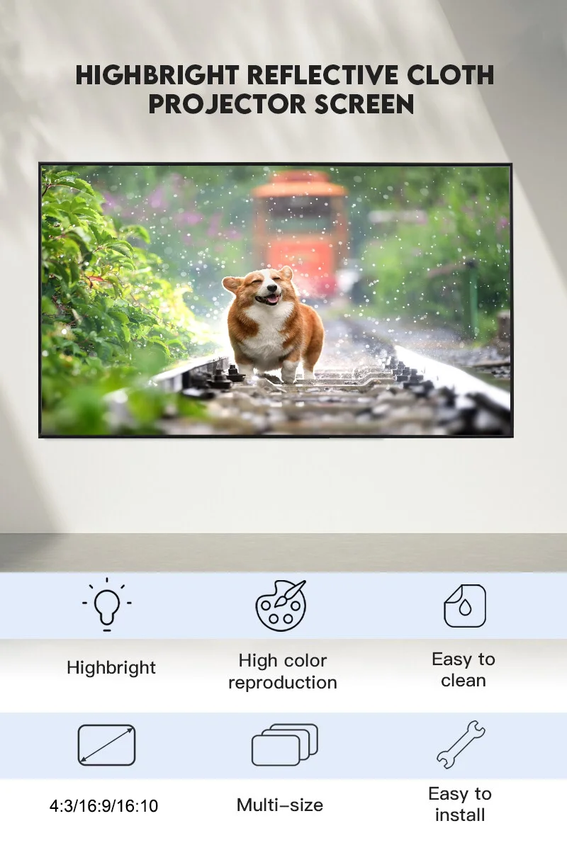 All Sizes Simple Portable Front Projection Screen Reflective Fabric ...