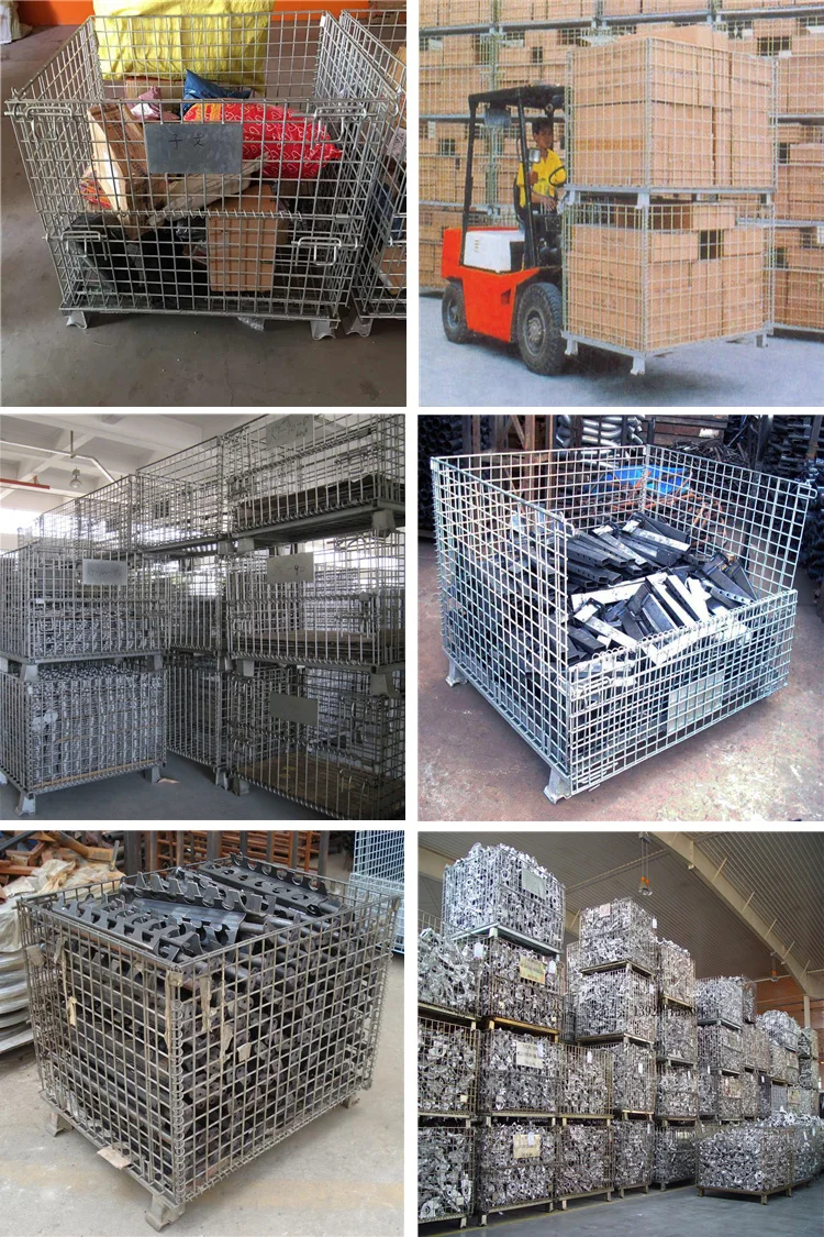 Pallet Cage Wire Container Cage Mesh Rolling Storage Cage - Buy Wire ...