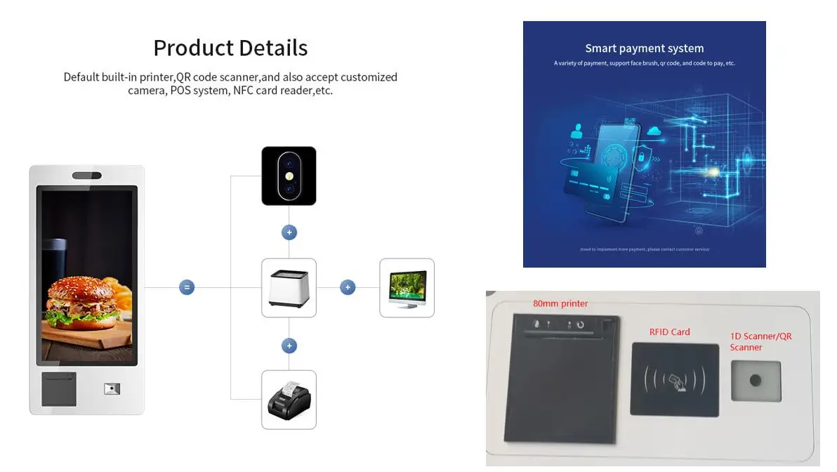 24 27 32 Inch Pos Fast Food Touch Screen Coffee Shop Ordering Machine ...