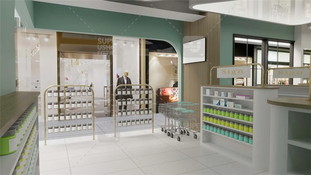 Retail Store Design Medical Pharmacy Display Stand Medicine Gondola ...