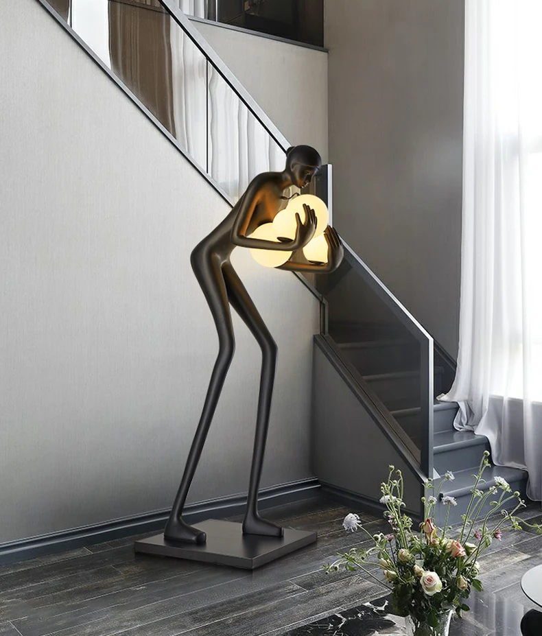 Designer Resin Humanoid Sculpture Standing Floor Lamps Modern Led ...