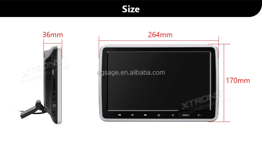 Xtrons 2 Pieces 10.1 Inch Screen Dvd Player Car Headrest Monitor ...