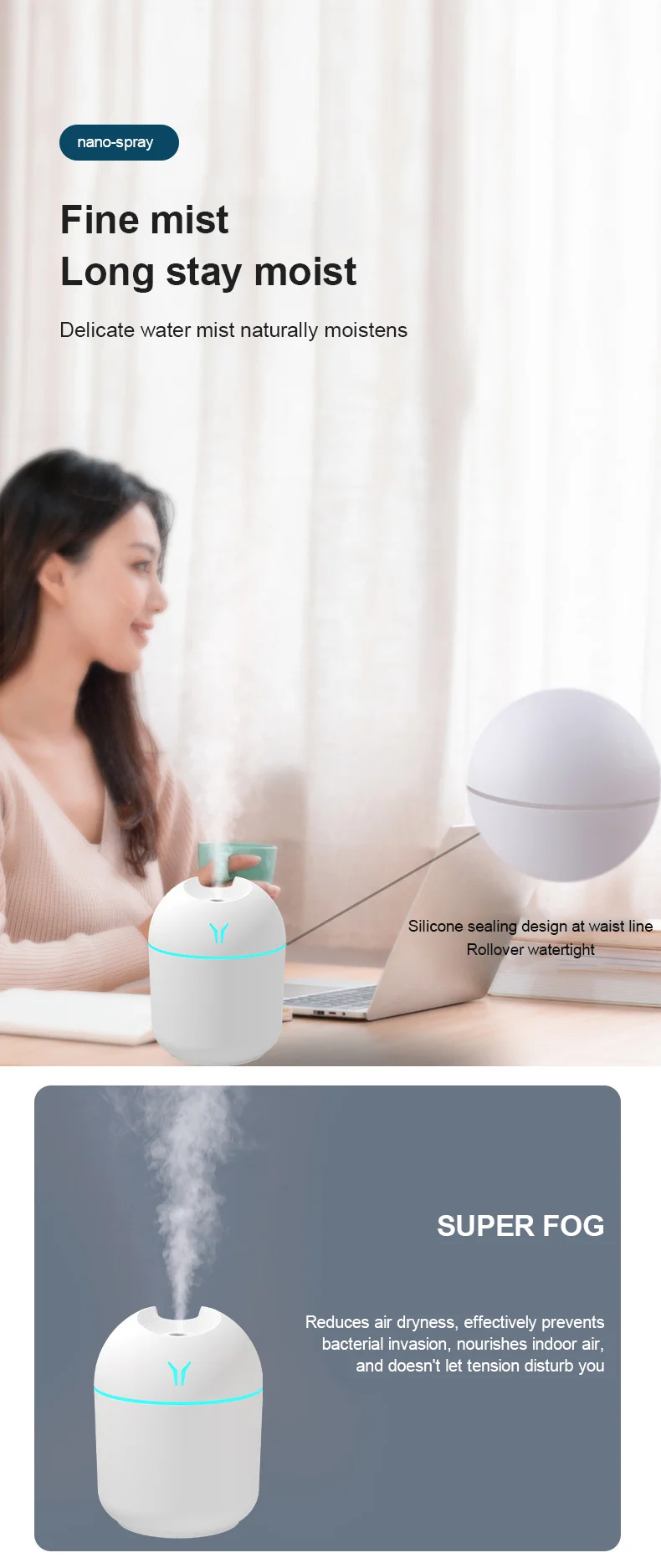 Mini Air Humidifier Purifier Car USB Ultrasonic Aroma Diffuser