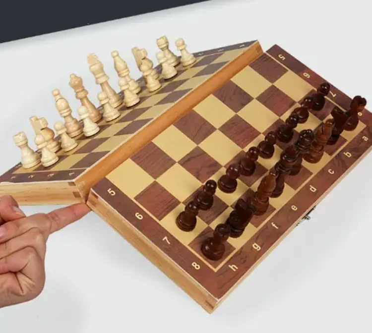 Magnetic Chess Board Set for Adults & Kids, 15" Wooden Folding Chess ...