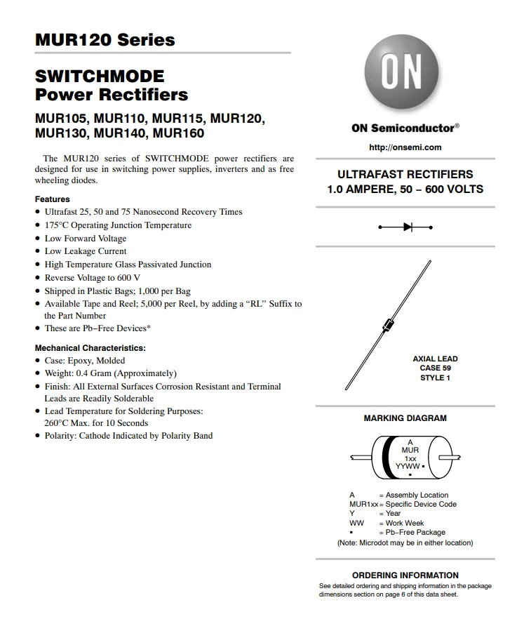 Low Dropout 3a 400v Rectifier Diodes 5404 In5404 1n5404 - Buy Mur120 ...