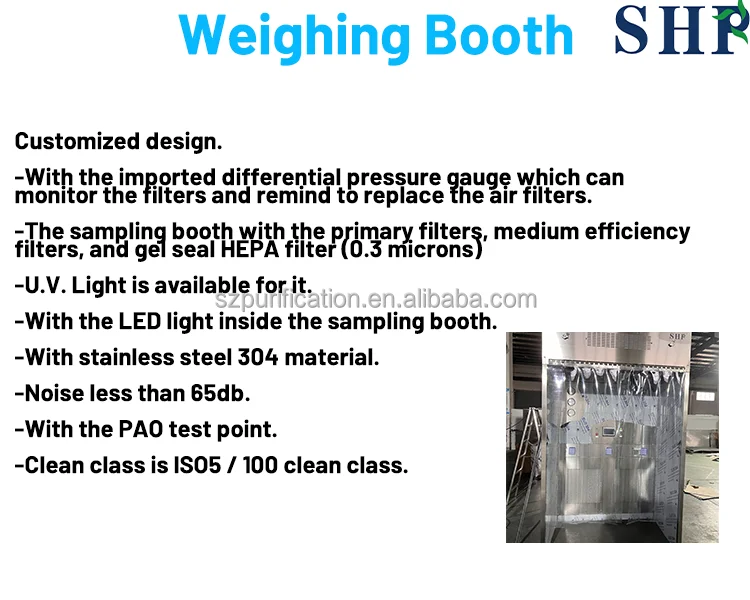 GMP Standard Cleanroom Weighing Booth - 100 Lab Cleanliness