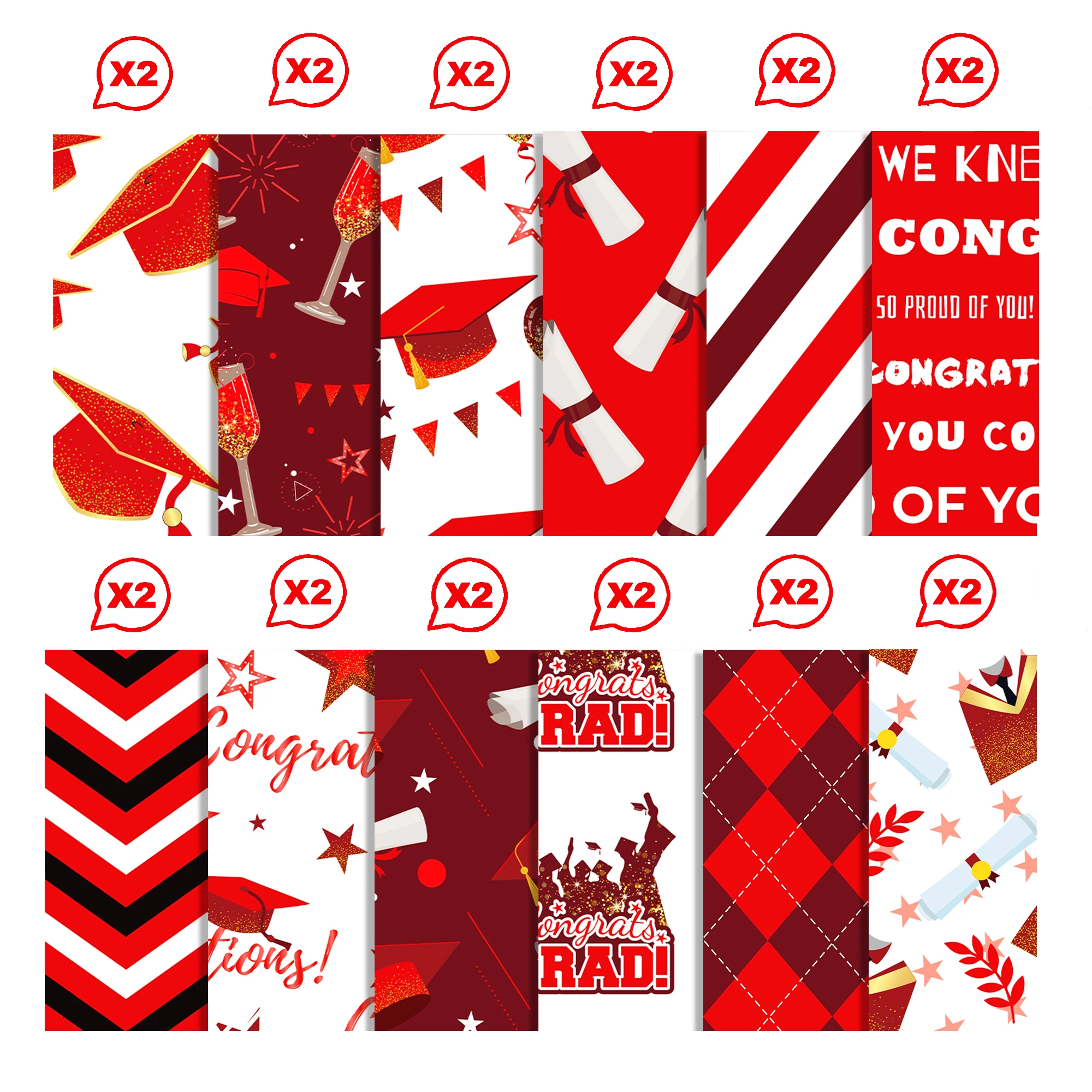 Ww078 Graduation Season Pattern Paper Graduation Cap Plaid Double-sided ...