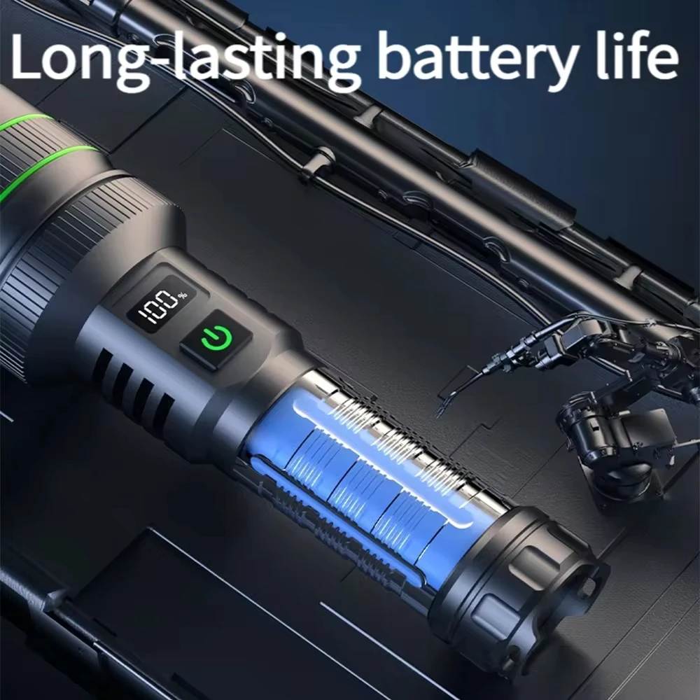1500m Long Range Digital Power Display Rechargeable LED Torches