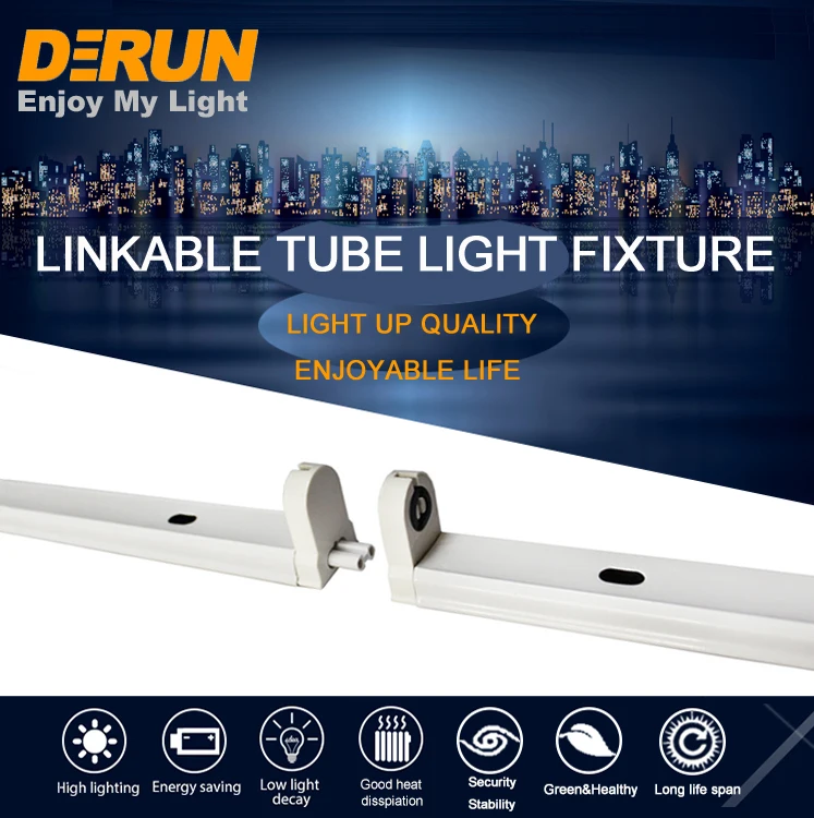 Connectable Led Tube Light Fixture Fitting Metal Casing For Single ...