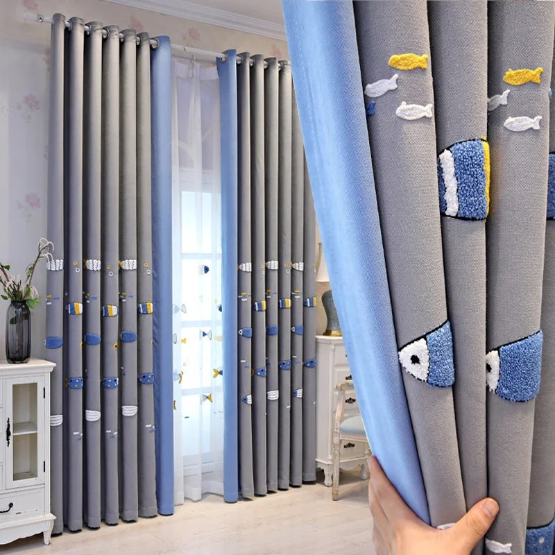Alibaba.com: Bindi 108 Inch blackout curtains with cartoon embroidery ...