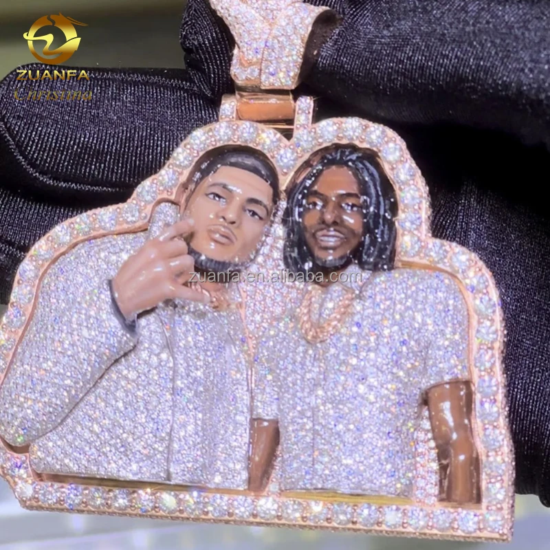 3d Enamel Iced Out Hip Hop Pendant Sterling Silver Vvs Moissanite ...